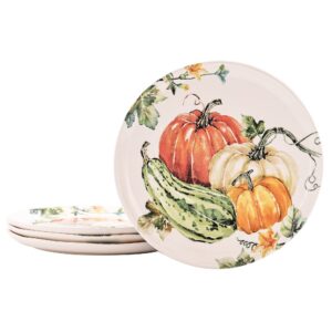 bico pumpkin feast 11 inch dinner plates, set of 4, for pasta, salad, maincourse, microwave & dishwasher safe