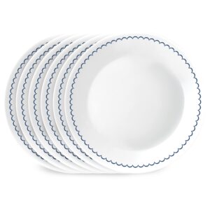 Corelle 18-Piece Dinnerware Set, Service for 6, Lightweight Round Plates and Bowls Set & 6-Piece 8.5" Lunch Round Plates, Vitrelle Triple Layer Glass, Lightweight Round Plates, Caspian