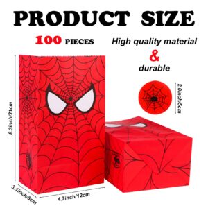 Asdasd 100 Pieces Spider Web Bags Hero Party Treat Bags Kraft Paper Goodie Bags Candy Bags with 104 Pieces Spider Web stickers fo Hero Custume Theme Birthday Party Decoration