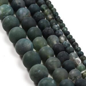 YU 1Strand 4-12mm Natural Matte Aquatic Green Stone Dull Polish Round Loose Spacer Beads for Jewelry Makings Supplies T311 (Color : Aquatic Agate, Item Diameter : 12mm X 32Pcs)