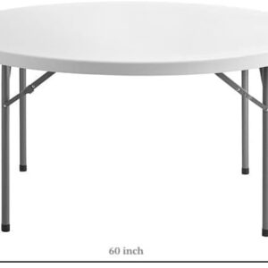 60'' Round Plastic Folding Table - Heavy Duty Banquet Table Round Folding Table Portable Table Round Banquet Tables (5)