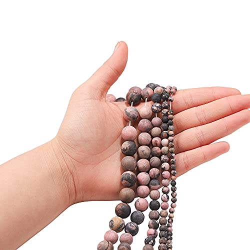 YU 1strand 4/6/8/10/12mm Dull Polish Matte Black Lace Rhodonite Stone Round Loose Spacer Bead for Bracelet Jewelry Makings Supplies T314 (Color : Snowflake Obsidian, Item Diameter : 12mm)