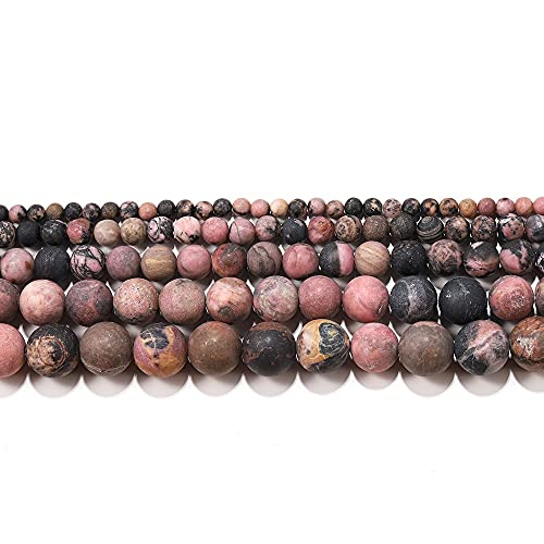 YU 1strand 4/6/8/10/12mm Dull Polish Matte Black Lace Rhodonite Stone Round Loose Spacer Bead for Bracelet Jewelry Makings Supplies T314 (Color : Snowflake Obsidian, Item Diameter : 12mm)