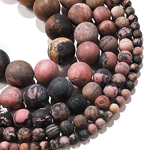 YU 1strand 4/6/8/10/12mm Dull Polish Matte Black Lace Rhodonite Stone Round Loose Spacer Bead for Bracelet Jewelry Makings Supplies T314 (Color : Snowflake Obsidian, Item Diameter : 12mm)