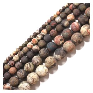 yu 1strand 4/6/8/10/12mm dull polish matte flower natural stone round loose spacer beads for diy bracelet jewelry makings supplies t314 (color : matte flower agates, item diameter : 8mm)