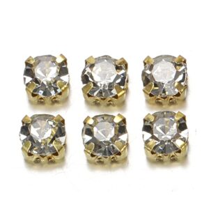 nhbt yu 200pcs diy glitter crystal claw rhinestone sew-on glue-on for clothes garment hair clip jewelry making components accessories t87 (color : gold, size : 7.5mm)