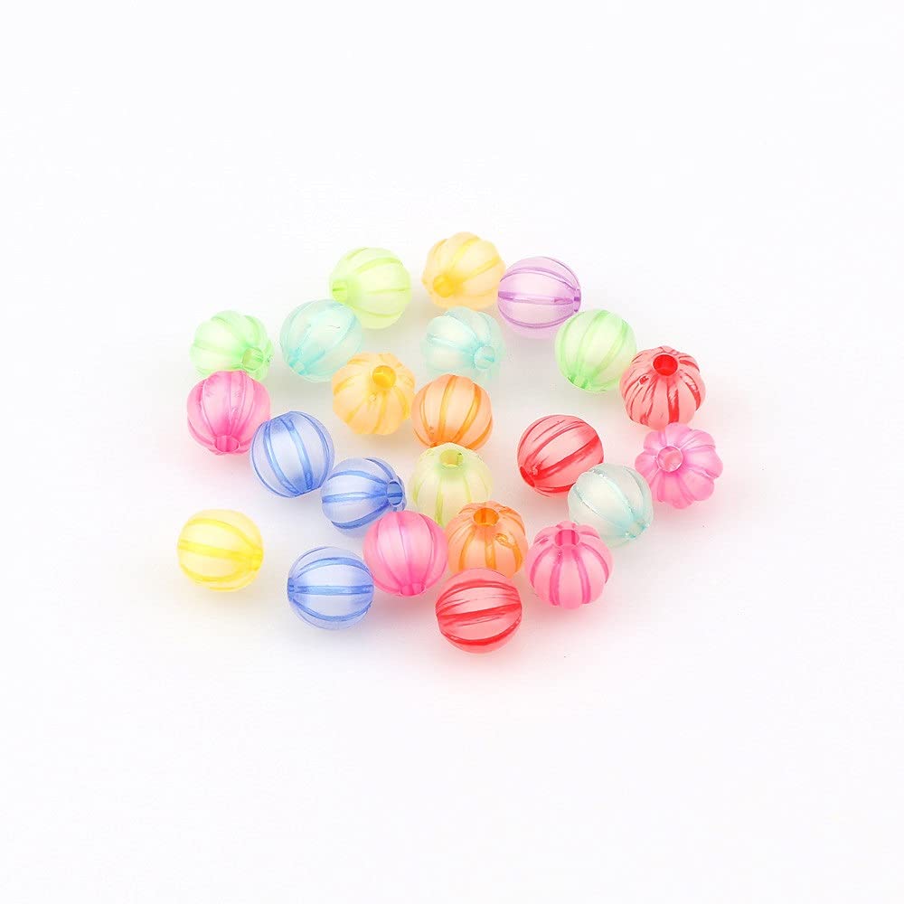 NHBT YU 100pcs Mixed Color Frosted Acrylic Beads 8mm Round Loose Watermelon Spacer Beads for Jewelry Making DIY Necklace Bracelet T725