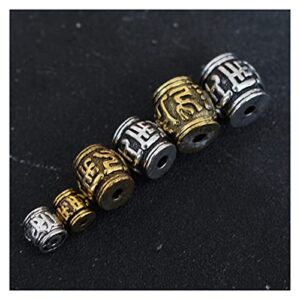 NHBT YU 10pcs/lot Alloy Tibetan Silver Spacer Beads DIY Jewelry Findings Buddhism Decoration Charms Bracelet/Pendant Bead Jewelry Making T704 (Color : Silver, Item Diameter : 13.4x14mm 10pcs)