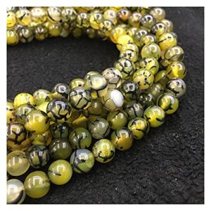 nhbt yu 1 strand yellow gragon pattern agates natural stone spacer beads 4-12mm loose charm bead for diy jewelry making manual material t719 (item diameter : 10mm 38pcs)