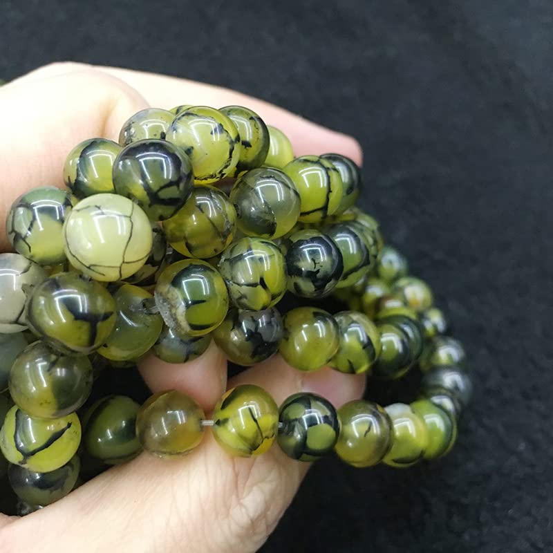 NHBT YU 1 Strand Yellow Gragon Pattern Agates Natural Stone Spacer Beads 4-12mm Loose Charm Bead for DIY Jewelry Making Manual Material T719 (Item Diameter : 10mm 38pcs)