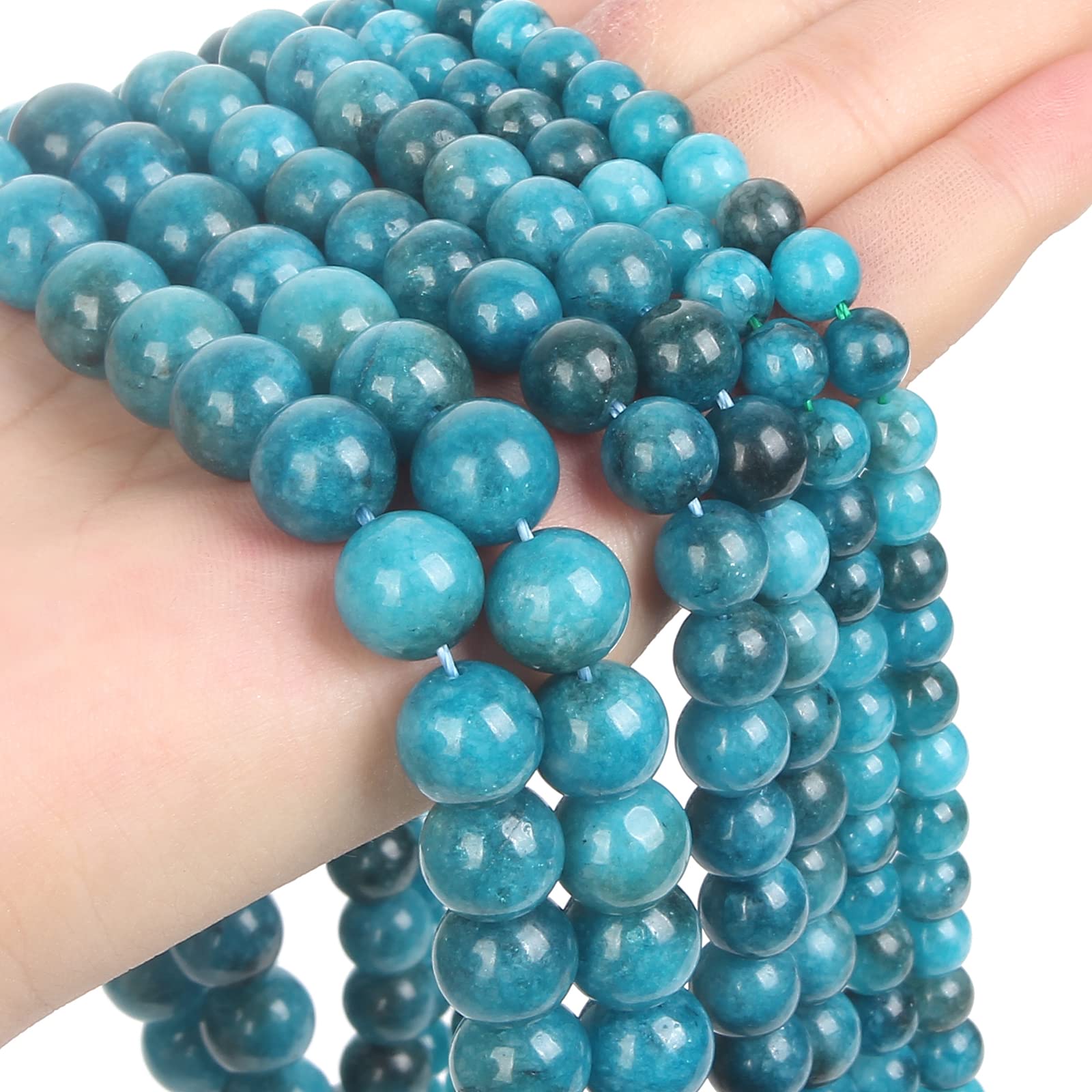 NHBT YU 6/8/10mm Natural Stone Blue Apatite Round Beads Loose Spacer Bead for Jewelry Making DIY Accessories T87 (Color : H8699, Item Diameter : 10mm)