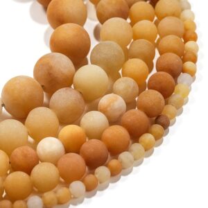 YU 1strand 4/6/8/10/12mm Yellow Matte River Stone Natural Stone Round Loose Spacer Beads for DIY Bracelet Jewelry Makings Supplies T314 (Color : Old Topaz, Item Diameter : 4mm)