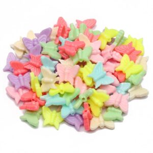 nhbt yu 50pcs 13x16mm candy color butterfly beads loose spacer charms acrylic beads for jewelry making handmade diy necklace bracelet t725