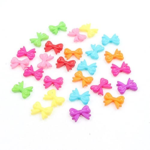 NHBT YU 50pcs 15x18mm Mixed Color Bow-Knot Beads Acrylic Spacer Beads for Jewelry Making Necklace DIY Bracelet T725