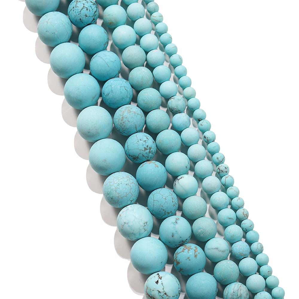 YU 1strand 4/6/8/10/12mm Polished Blue Turquoises Stone Round Loose Spacer Beads for Bracelet Jewelry Makings Supplies T314 (Color : Turquoises, Item Diameter : 6mm)