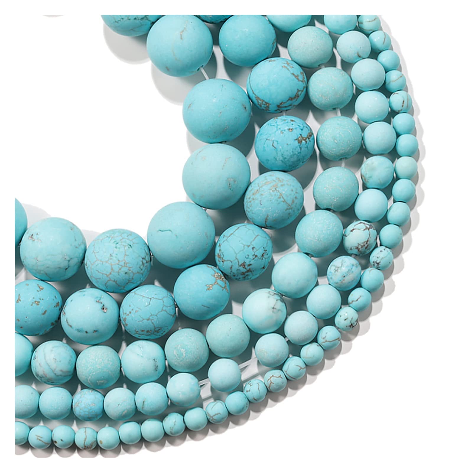 YU 1strand 4/6/8/10/12mm Polished Blue Turquoises Stone Round Loose Spacer Beads for Bracelet Jewelry Makings Supplies T314 (Color : Turquoises, Item Diameter : 6mm)