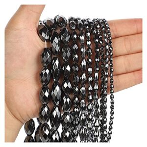 nhbt yu natural stone beads black hematite round loose beads for jewelry making needlework bracelet diy 1-14 mm t87 (color : h8472, item diameter : 5x8mm about49 pcs)