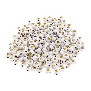 nhbt yu 100pcs 4x7mm black white gold letter beads for jewelry making components acrylic alphabet round beads bracelet components diy t87 (color : white-gold love, size : 100pcs)