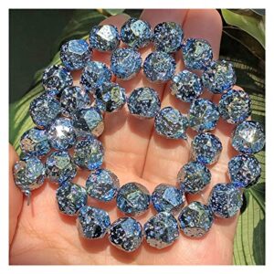 yu natural faceted kc gold rock volcanic lava hematite stone beads loose spacer beads for jewelry making diy energy bracelet t309 (color : blue green, item diameter : 6mm 60-63pcs)