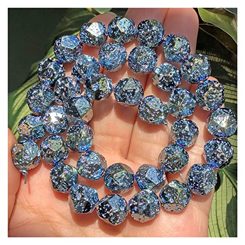 YU Natural Faceted KC Gold Rock Volcanic Lava Hematite Stone Beads Loose Spacer Beads for Jewelry Making DIY Energy Bracelet T309 (Color : Blue Green, Item Diameter : 6mm 60-63pcs)