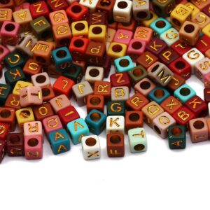 NHBT YU 100-500pcs Mixed Letter Acrylic Beads Square Cube Loose Spacer Alphabet Beads for Jewelry Making Handmade DIY Bracelet Necklace Accessories T725 (Item Diameter : 400pcs)