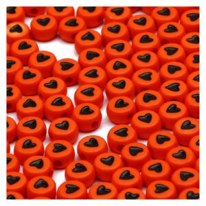 nhbt yu 4 * 7mm multicolor acrylic heart beads round flat loose spacer beads for jewelry making handmade charm diy accessories wholesale t87 (color : orange, item diameter : 200pcs)