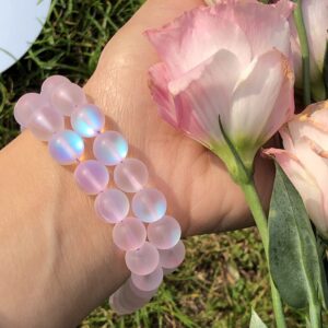 YU 6mm Matte Pink Glitter Austria Crystal Glass Stone Loose Spacer Moonstone Beads for Jewelry Making DIY Bracelet Necklace T309 (Color : Style17, Item Diameter : 6mm 58-63pcs)