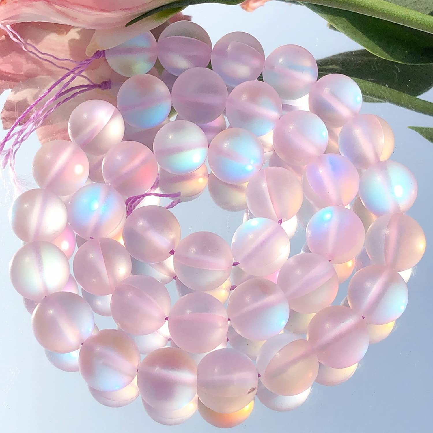 YU 6mm Matte Pink Glitter Austria Crystal Glass Stone Loose Spacer Moonstone Beads for Jewelry Making DIY Bracelet Necklace T309 (Color : Style17, Item Diameter : 6mm 58-63pcs)