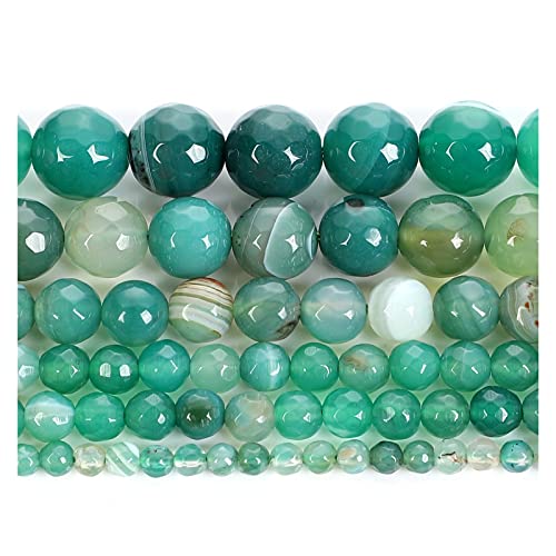 NHBT YU Natural Stone Beads Cut Surface Green Striped Agate Loose Beads for Jewelry Making Needlework DIY Bracelet Strand 4-12 MM T725 (Color : H7229, Item Diameter : 12mm About 30 pcs)