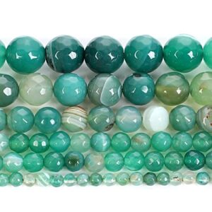 NHBT YU Natural Stone Beads Cut Surface Green Striped Agate Loose Beads for Jewelry Making Needlework DIY Bracelet Strand 4-12 MM T725 (Color : H7229, Item Diameter : 12mm About 30 pcs)