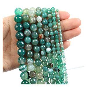 NHBT YU Natural Stone Beads Cut Surface Green Striped Agate Loose Beads for Jewelry Making Needlework DIY Bracelet Strand 4-12 MM T725 (Color : H7229, Item Diameter : 12mm About 30 pcs)