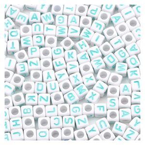 nhbt yu 6x6mm random mixed letter acrylic beads cube square alphabet spacer beads for jewelry making diy necklace bracelet t725 (color : light blue, item diameter : 100pcs)