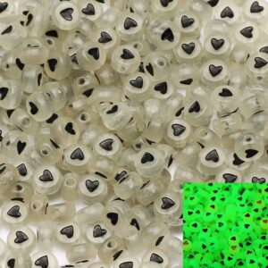 NHBT YU 4 * 7mm Acrylic Luminous Love Heart Beads Round Flat Loose Spacer Beads for DIY Jewelry Making Handmade Bracelet Necklace T719 (Color : Luminous Heart, Item Diameter : 400pcs)