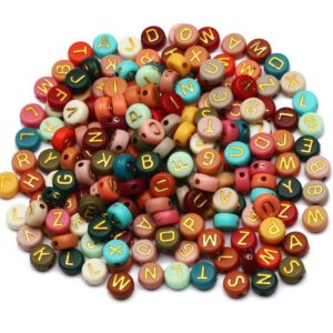 nhbt yu 4 * 7mm mixed letter acrylic beads round flat loose spacer alphabet beads for jewelry making handmade diy bracelet necklace accessories t719 (item diameter : 300pcs)