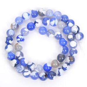 nhbt yu 6/8/10mm natural stone white blue fire agate round beads loose spacer bead for jewelry making diy accessories t87 (color : h8611, item diameter : 6mm)