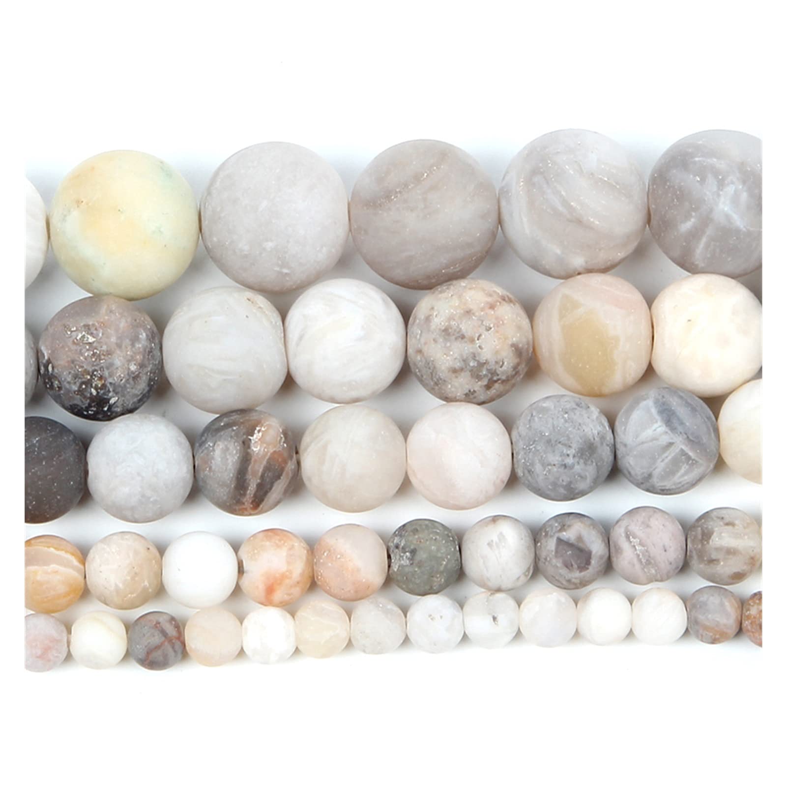 NHBT YU Natural Stone Beads Frosted Bamboo Leaf Agate Charm Round Loose Beads for Jewelry Making Needlework Bracelet DIY 4-12 MM T87 (Color : H7484, Item Diameter : 10mm About 38 pcs)