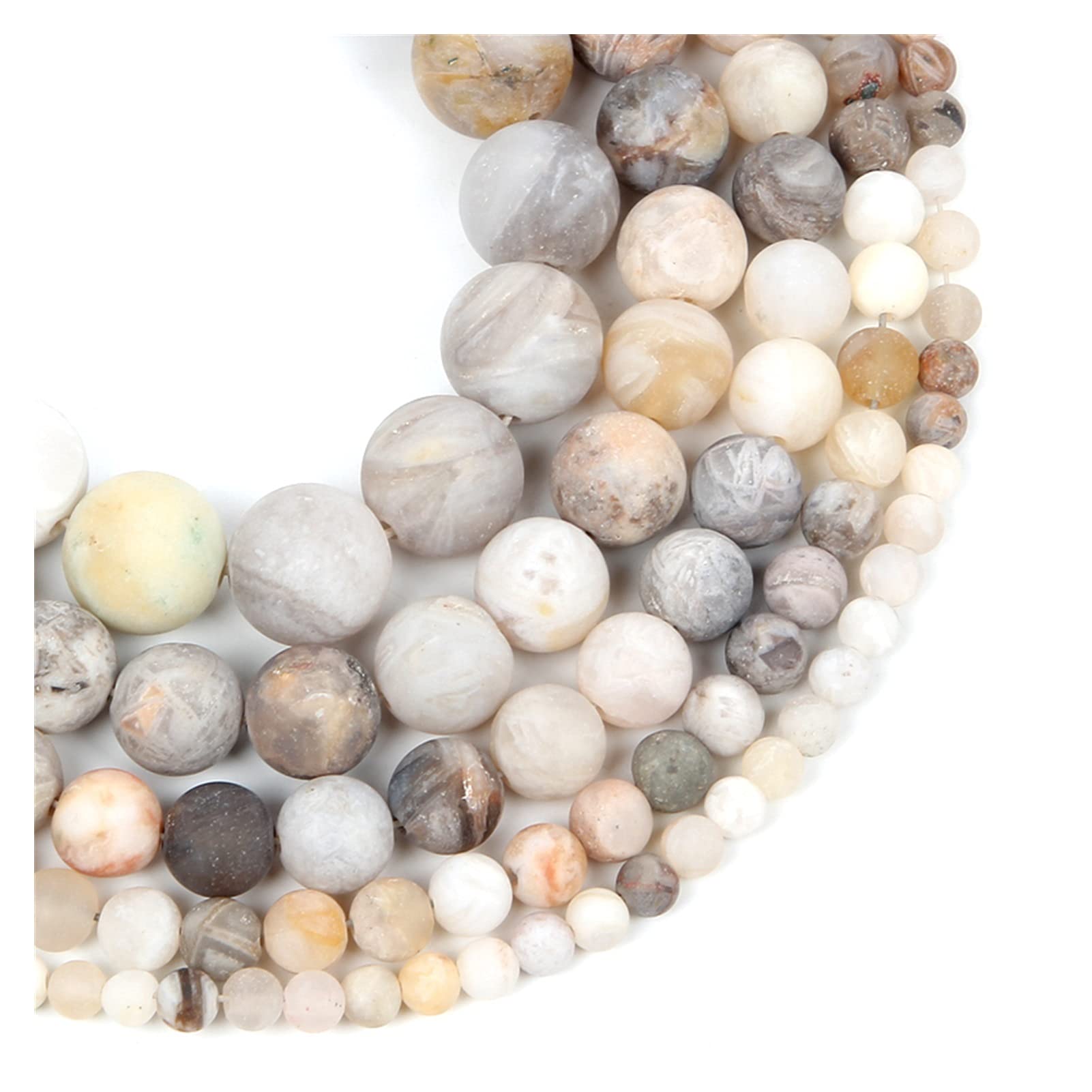 NHBT YU Natural Stone Beads Frosted Bamboo Leaf Agate Charm Round Loose Beads for Jewelry Making Needlework Bracelet DIY 4-12 MM T87 (Color : H7484, Item Diameter : 10mm About 38 pcs)