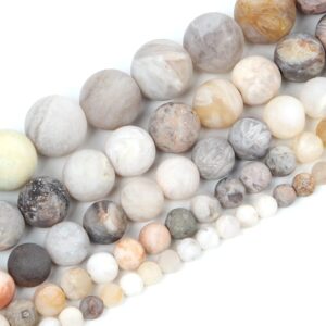 NHBT YU Natural Stone Beads Frosted Bamboo Leaf Agate Charm Round Loose Beads for Jewelry Making Needlework Bracelet DIY 4-12 MM T87 (Color : H7484, Item Diameter : 10mm About 38 pcs)