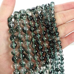 NHBT YU Natural Stone Beads Watermelon Crystal Charm Round Loose Beads for Jewelry Making Needlework Bracelet DIY Strand 4/6/8/10/12 MM T715 (Color : H7381, Item Diameter : 12mm About 30 pcs)