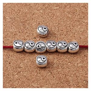 nhbt yu 20pcs/lot fashion pattern big hole loose beads manual decoration beards/wig woven bracelets spacer beads diy jewelry make t704 (color : silver 20pcs, item diameter : 9.5x8.5mm hole4mm)