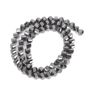 nhbt yu natural stone beads cut corner black hematite twisted beads for jewelry making needlework bracelet diy t87 (color : h8476, item diameter : 4mm about 110 pcs)