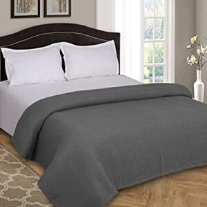 Elvana Home 100% Cotton Bed Blanket, Breathable Bed Blanket King Size, Cotton Thermal Blankets King, Perfect for Layering Any Bed for All Season, Charcoal Grey