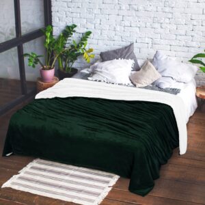 Utopia Bedding Sherpa Blanket Throw Size [Forest Green, 50x60 Inches] - 480GSM Thick Warm Plush Fleece Reversible Blanket for Bed, Sofa, Couch, Camping and Travel