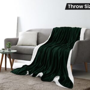 Utopia Bedding Sherpa Blanket Throw Size [Forest Green, 50x60 Inches] - 480GSM Thick Warm Plush Fleece Reversible Blanket for Bed, Sofa, Couch, Camping and Travel