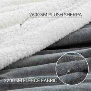 BEDELITE Sherpa Fleece Blanket - Thick Warm Blankets for Winter, Reversible Soft & Cozy Fluffy Throw Blanket for Couch and Bed (Grey, 50" X 60")