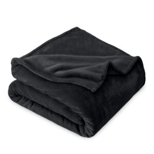 bare home fleece blanket - twin/twin extra long blanket - black - lightweight blanket for bed, sofa, couch, camping, and travel - microplush - ultra soft warm blanket (twin/twin xl, black)