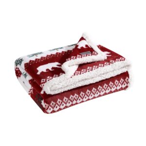 Eddie Bauer - Throw Blanket, Reversible Sherpa Fleece Bedding, Home Decor for All Seasons (Grizzly Peak Red, Throw)