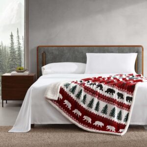 Eddie Bauer - Throw Blanket, Reversible Sherpa Fleece Bedding, Home Decor for All Seasons (Grizzly Peak Red, Throw)