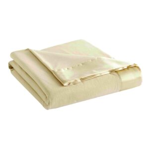 thermee micro flannel full/queen-size all seasons lightweight sheet blanket, machine wash & dry, no pilling, 90lx90w, tan