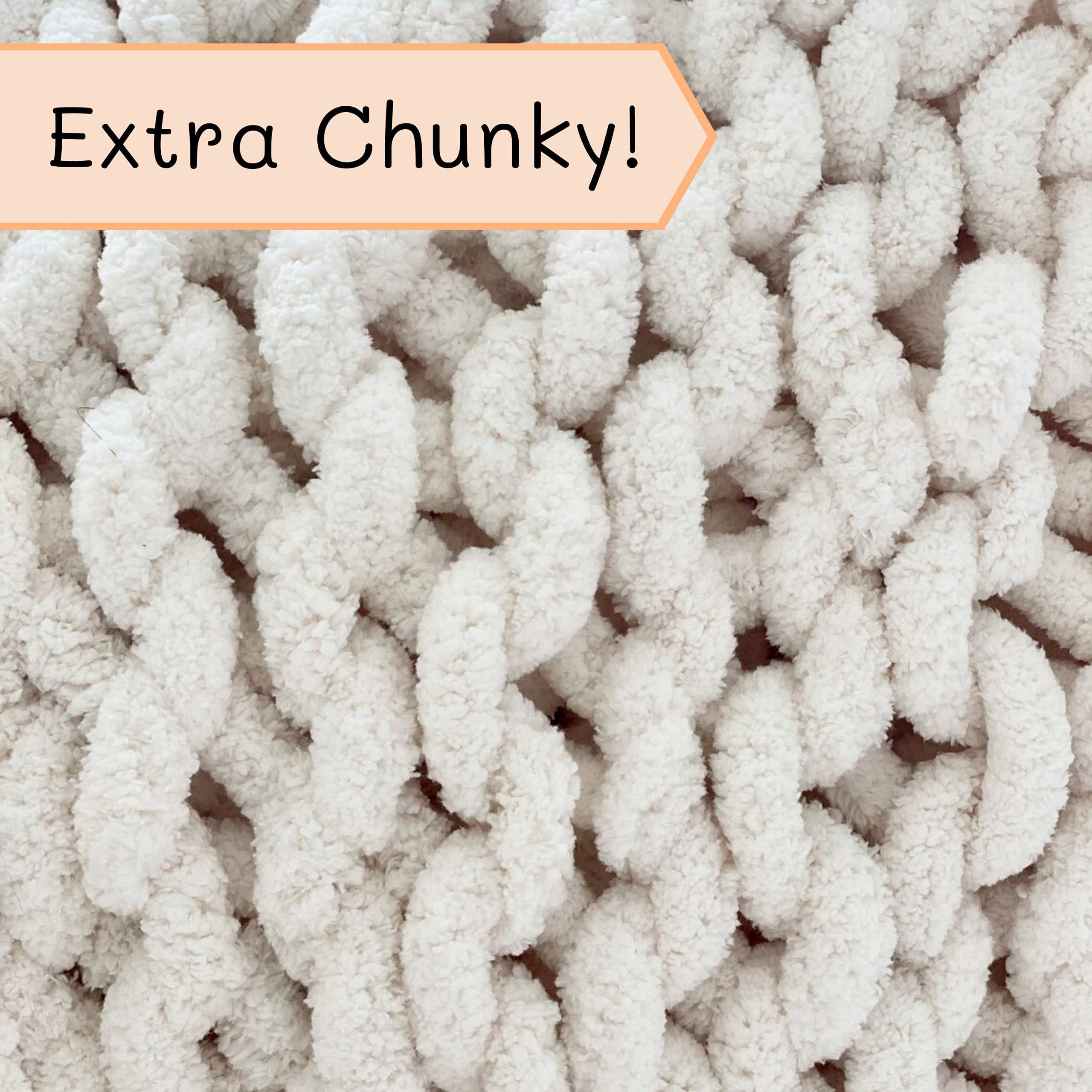 Adyrescia Chunky Knit Blanket Throw | 100% Hand Knit with Jumbo Chenille Yarn (40"x50", Cream White)